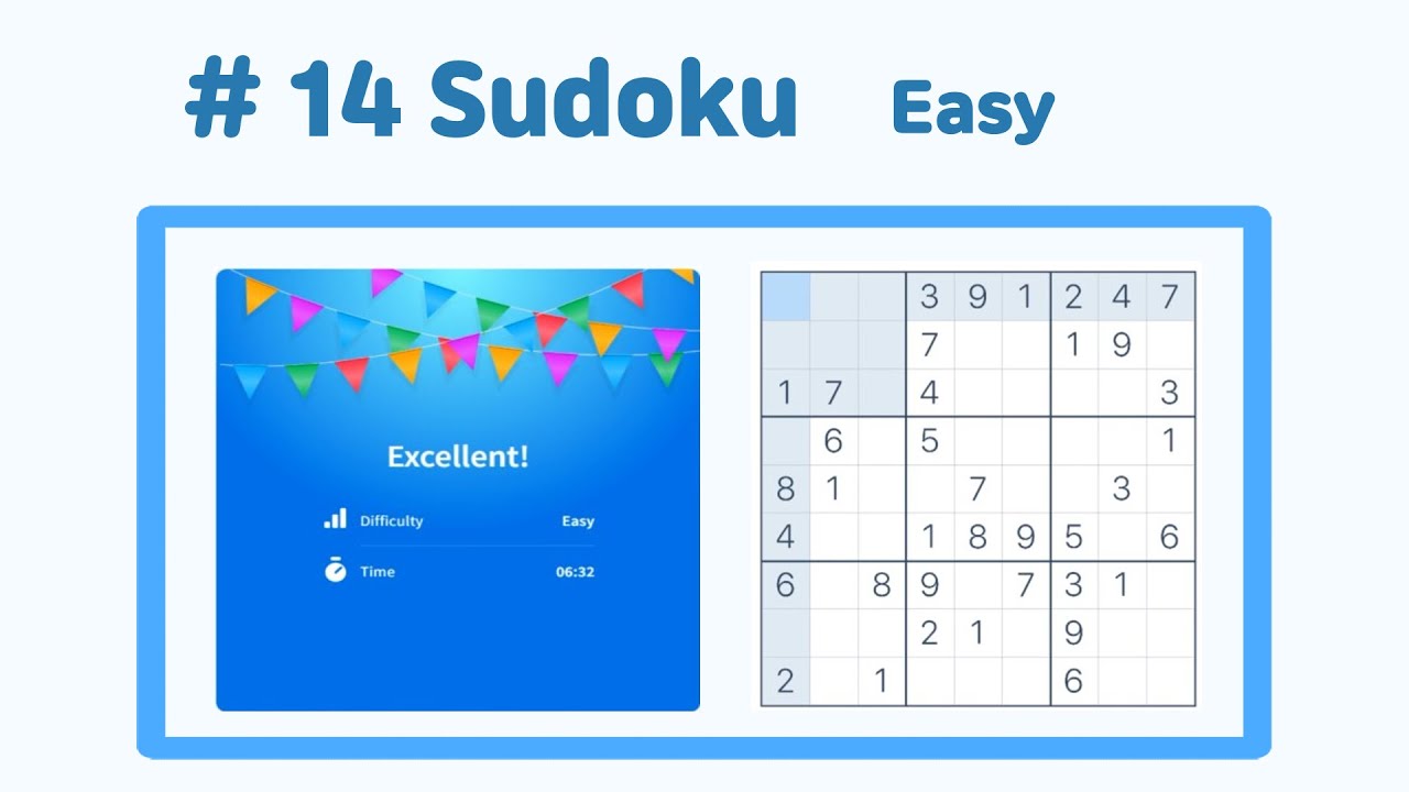How to play Sudoku Easy Level Beginner Puzzle Sudoku #14 Newbie - YouTube