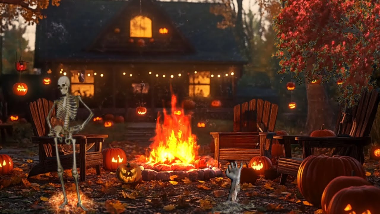 Spooky Halloween Ambience|Eerie Night Sounds, Creepy Music & Crackling ...