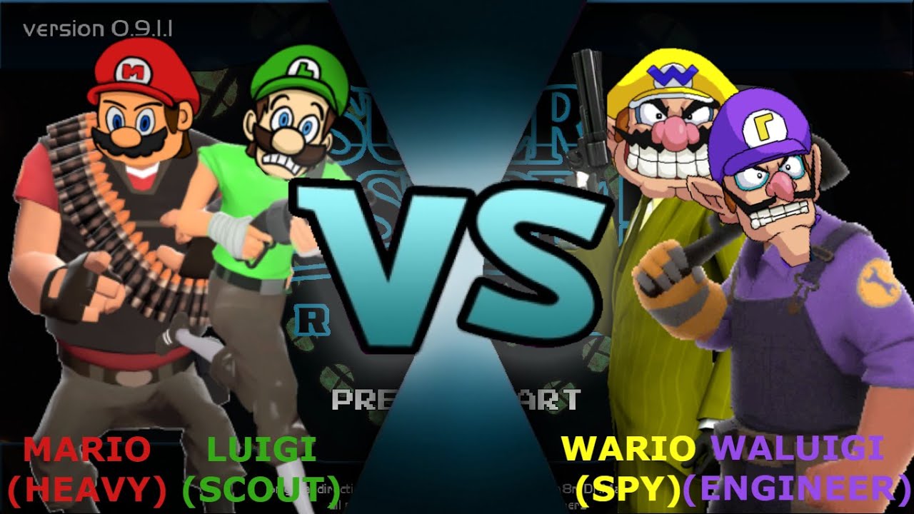 Super Smash Fortress Crusade: Mario (Heavy) and Luigi (Scout) Vs Wario ...