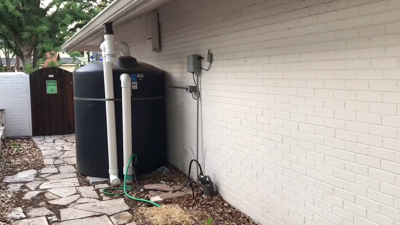 Rainwater Harvesting Tank with Drain Field Overflow - YouTube