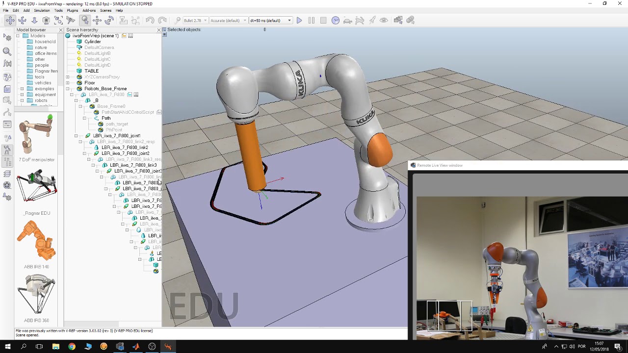A recipe for controlling Kuka iiwa from Vrep simulation. - YouTube