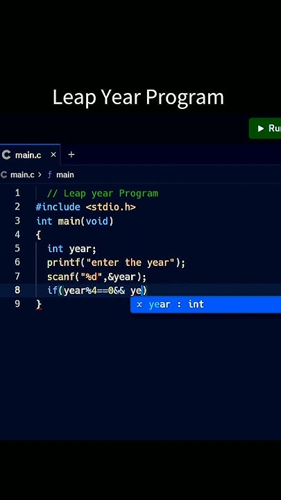 Leap year program in C #coding || btech 1st yr PPS subject #clanguage - YouTube