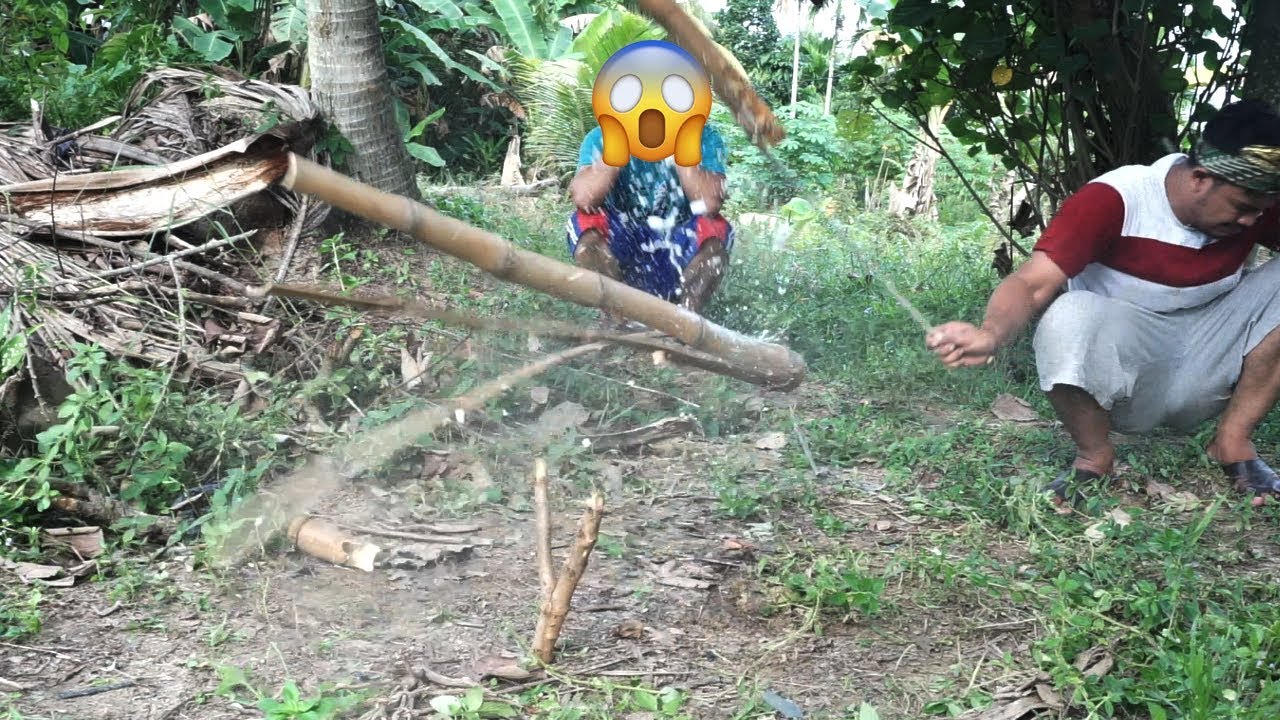 AMAZING ! explosion effect the bamboo cannon of being filled with ...