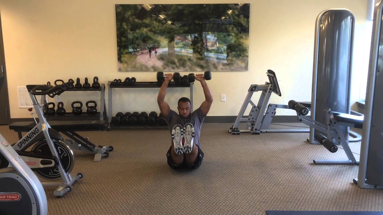 Dumbbell Overhead Press with Leg Raise - YouTube