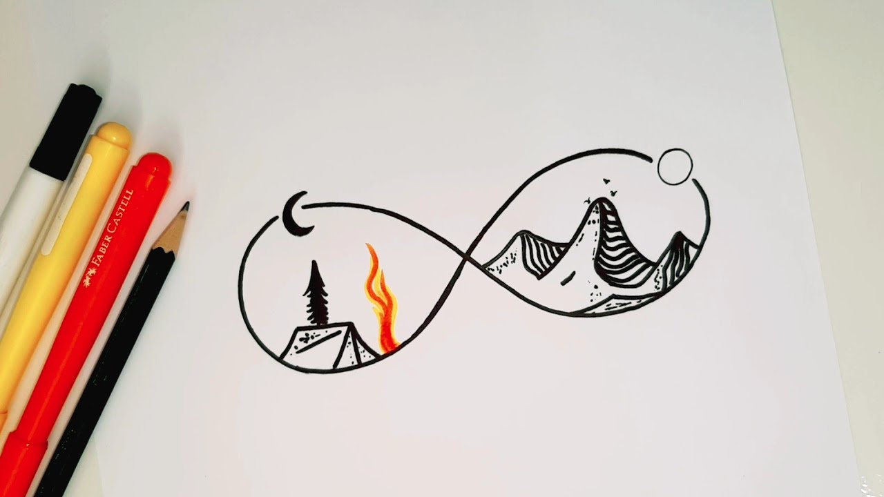 COMO DESENHAR O SÍMBOLO INFINITO COM PAISAGEM - Fácil - YouTube