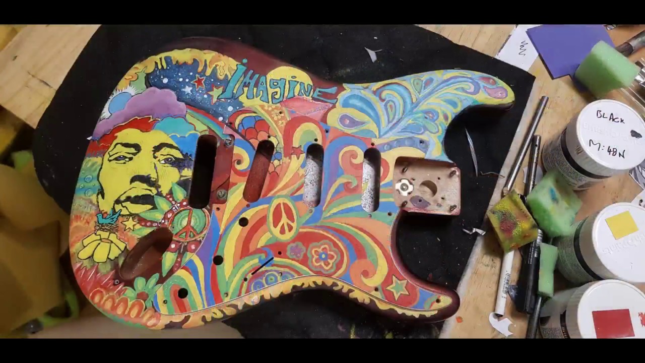 Psychedelic Hand painted Fender Stratocaster Guitar - YouTube