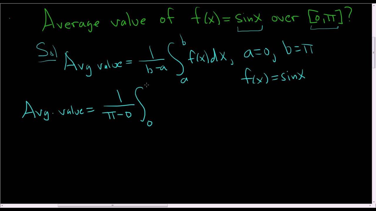 Finding The Average Value Of Sinx Over 0 pi YouTube