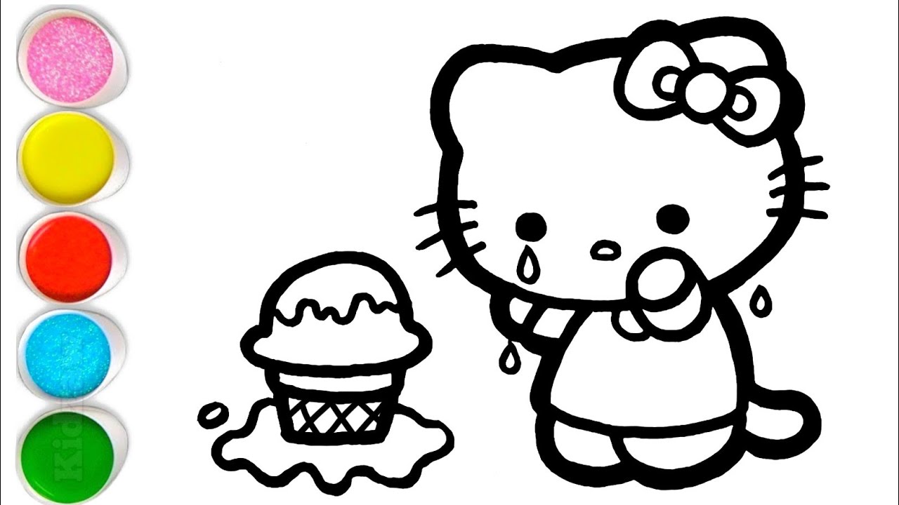 Crying Hello Kitty and Icecream Drawing, Painting & Coloring For Kids ...
