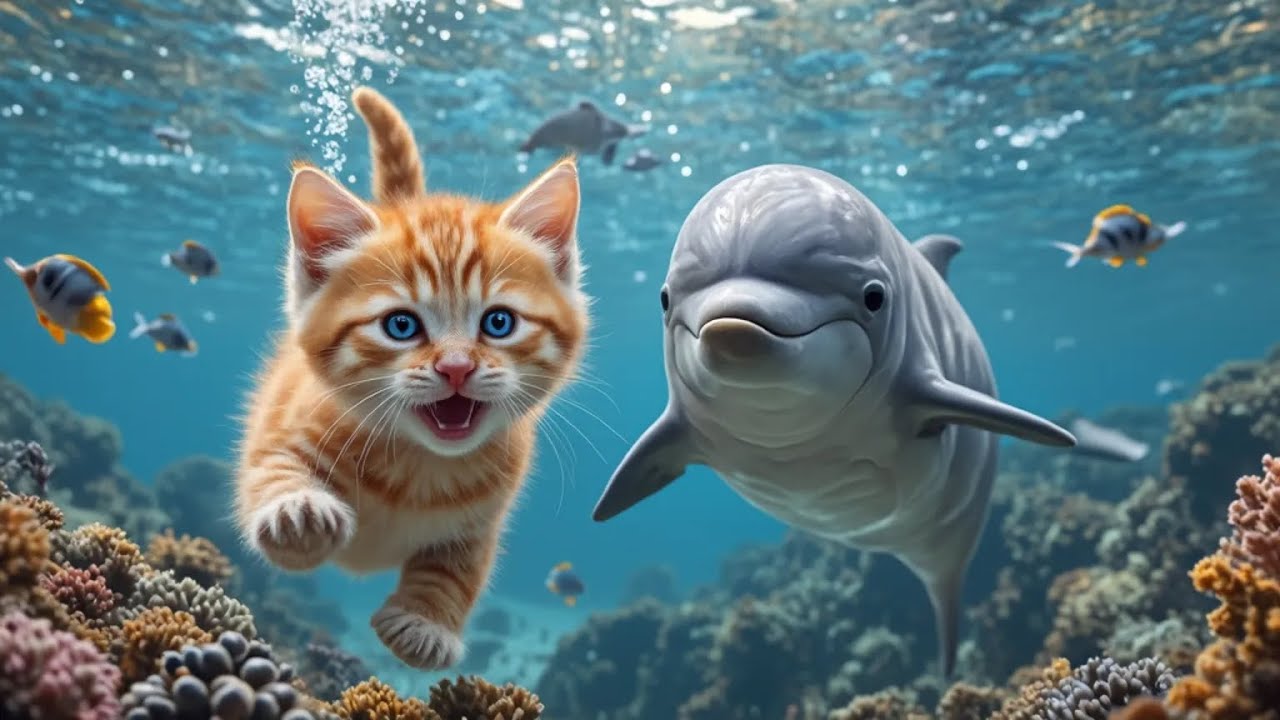 Kitten Saves Baby Dolphin from Net | Heartwarming Ocean Adventure! 🐱🐬 # ...