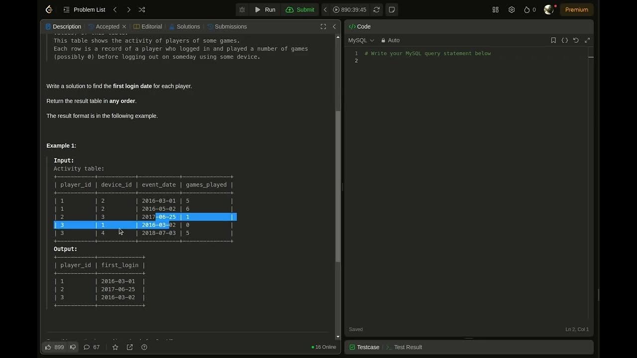 LeetCode 511: Game Play Analysis I | SQL Solution Explained - YouTube