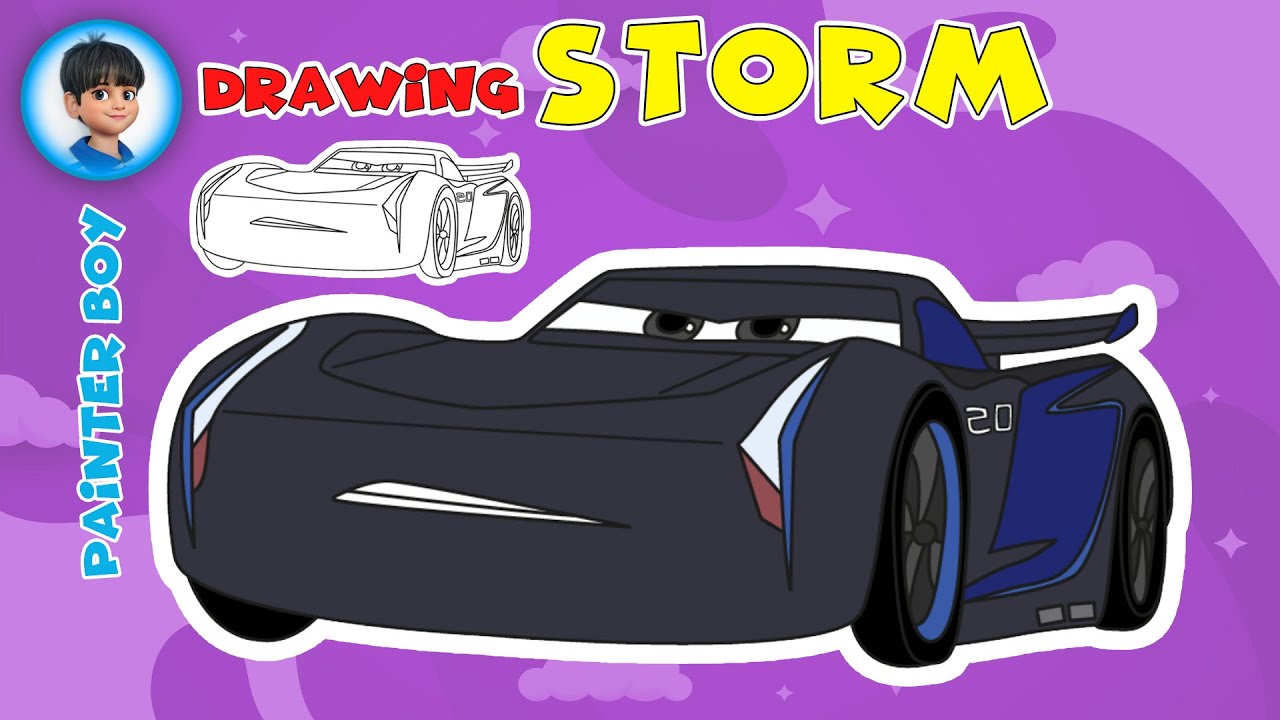 how to draw storm from cars 3 | easy step by step - YouTube