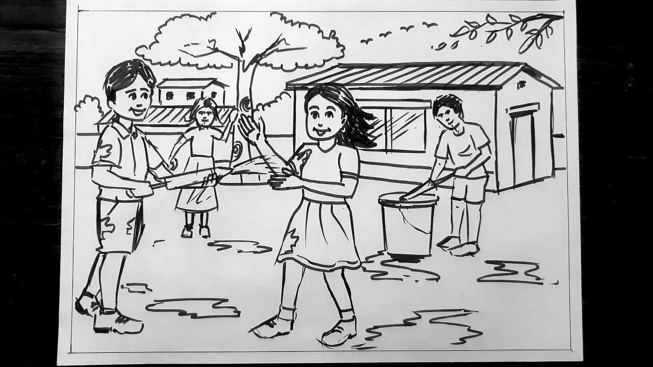 holi festival drawing - YouTube