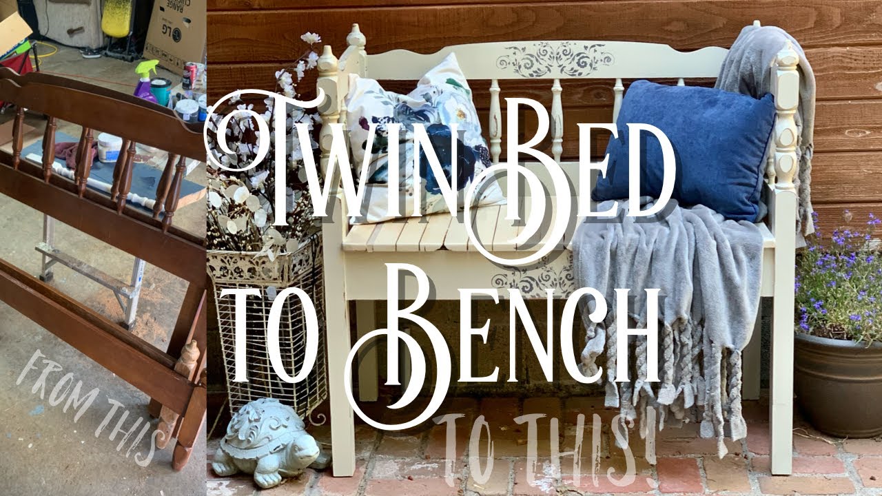 DIY Bench From Twin Bed Frames & Reclaimed Wood | Twin Bed Bench ...
