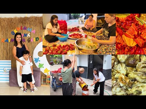 200 KİLO BİBERDEN SALÇA YAPTIK🌶️|Kış Hazırlığı Bitmiyor-Söğürme Yaptık|Oğlumun Okulda İlk Günü