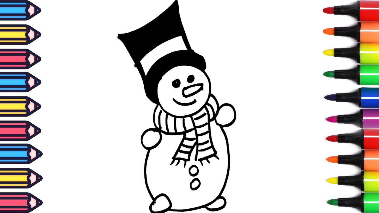 How to draw a Snow Man | learn to draw | Snow Man drawing for kids ...
