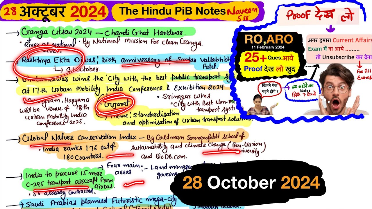 28 October 2024 | The Hindu Handwritten Notes For IAS PCS SSC|October ...