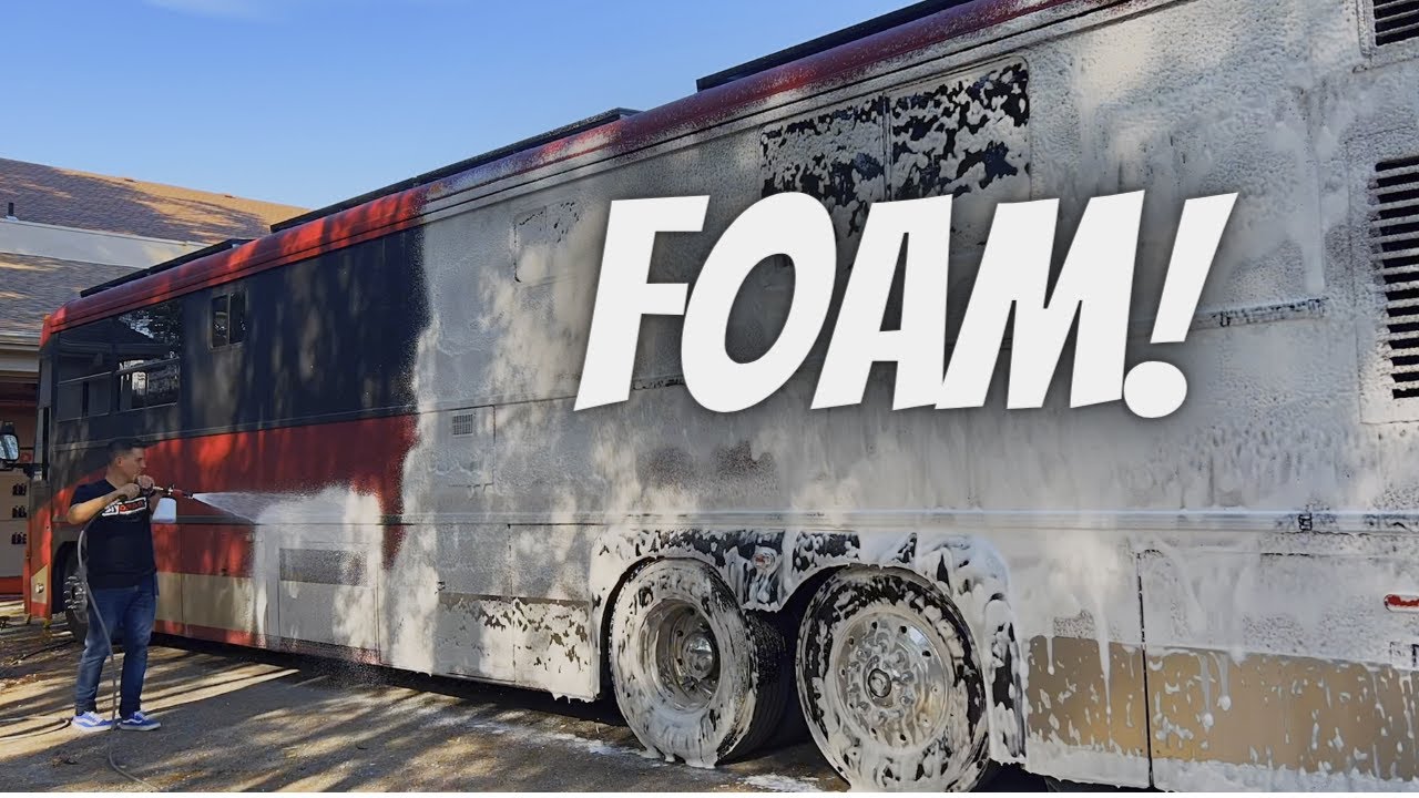 CLEANING A MASSIVE BUS (With Incredible Suds!) - YouTube