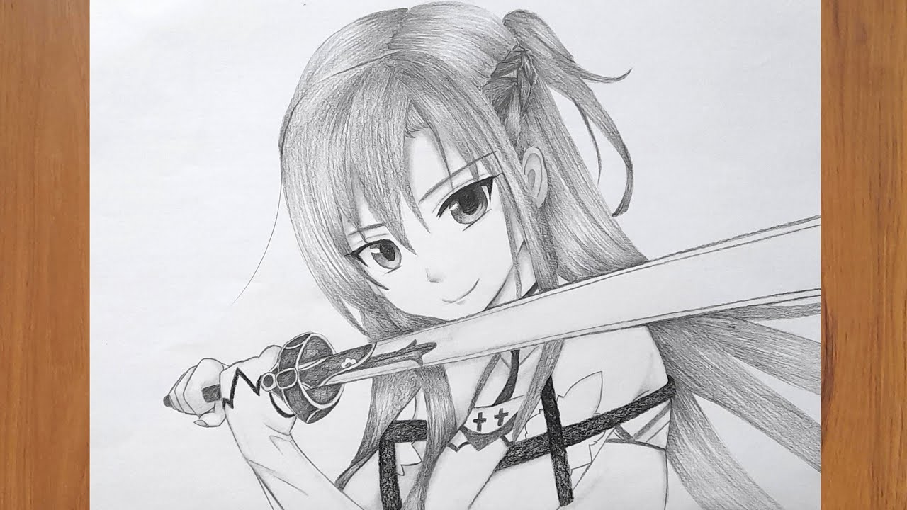 Asuna drawing:How to draw Asuna easy step by step - YouTube
