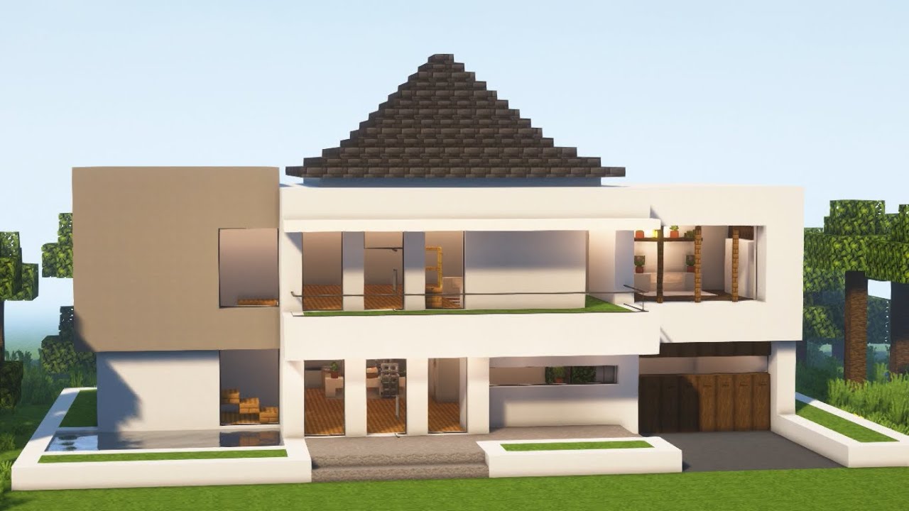 Minecraft - How to Create a Large Modern Home Interior - YouTube