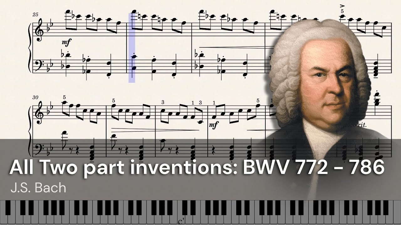 All J.S. Bach Two part inventions: BWV 772 - 786 for Harpsichord - YouTube