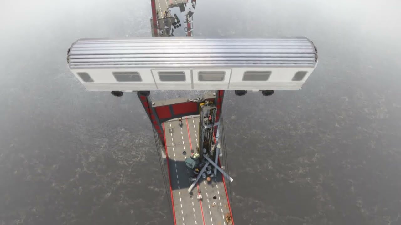 Vehicles Falling onto DYNAMIC Bridge! Teardown - YouTube