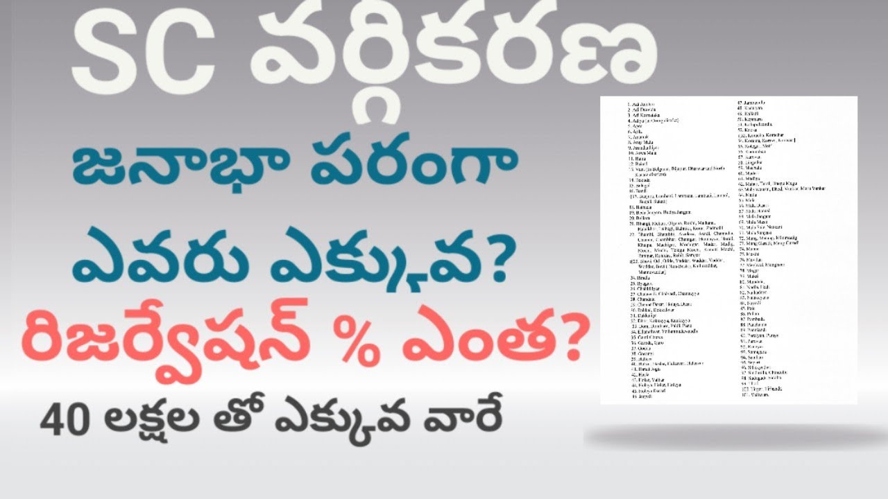 SC వర్గీకరణ|SC ఉప కుల జాబితా |SC SUB CAST|వర్గీకరణ ఎప్పటి నుంచి ...
