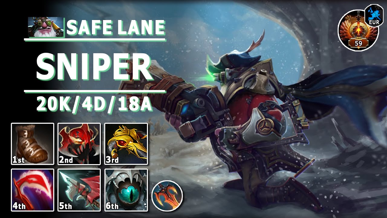 Sniper Safe Lane Carry | 7.32 | Pos 1 Sniper Play | Dota 2 Immortal ...