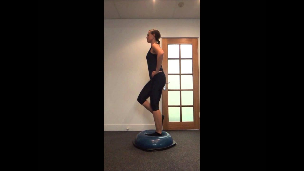 All Care Physio - Balance/Proprioception - Bosu Single leg squat - YouTube