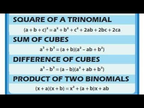 Algebraic Identities for class 9th and 10th #trigonometry #class10 # ...