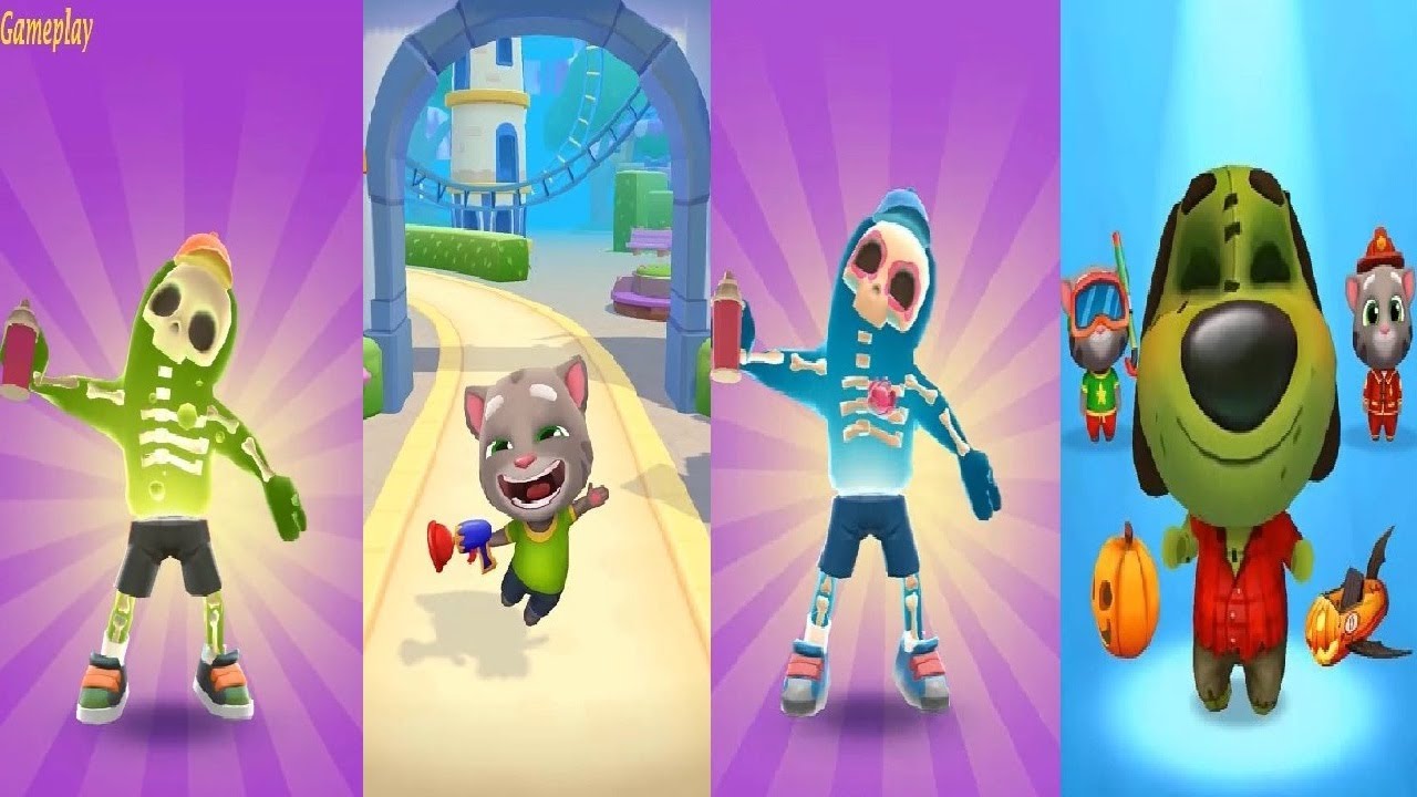 Talking Tom Blast Park New Update VS Talking Tom Gold Run VS Subway ...