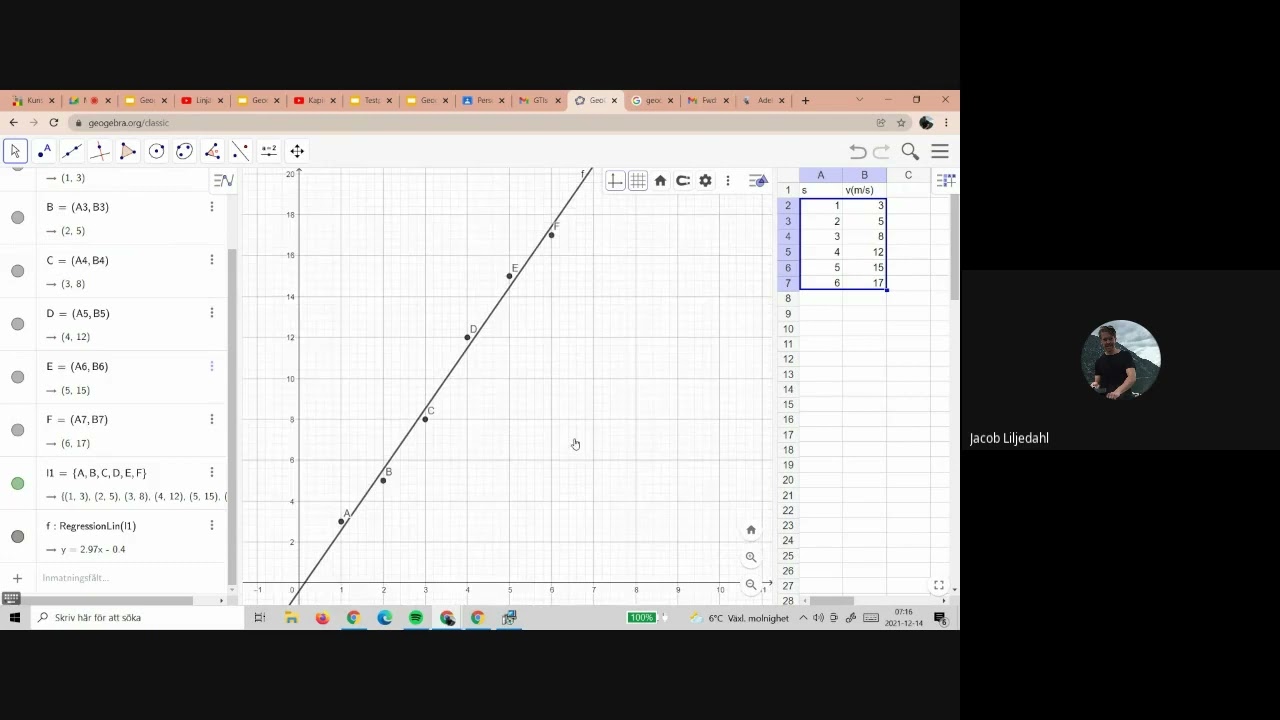 Linjär regression geogebra - YouTube
