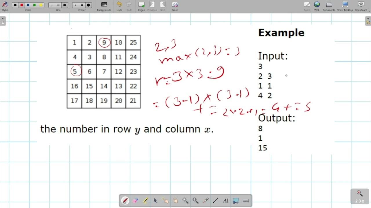 Number Spiral From Cses Problem Set Youtube