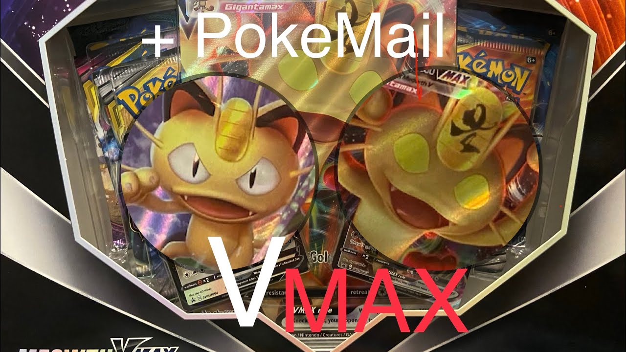 VMAX Meowth Collection Box +5 Booster Packs - YouTube