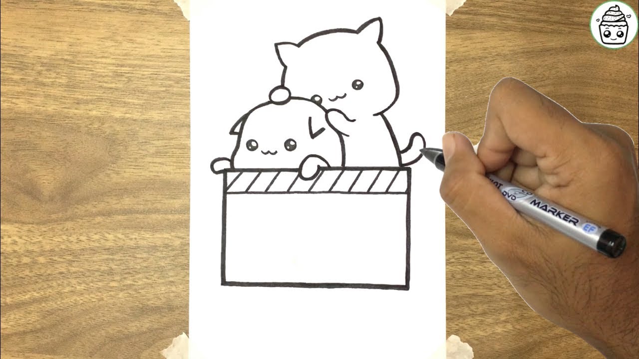 MUDAH! CARA MELUKIS ANAK KUCING COMEL DALAM KOTAK - YouTube