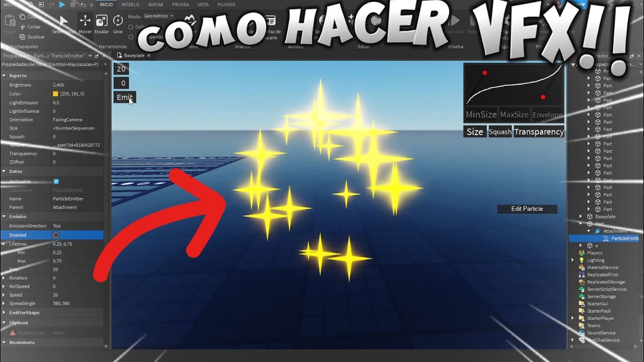 Tutorial de como hacer VFX en roblox studio Explosion de estrellas🌟 ...