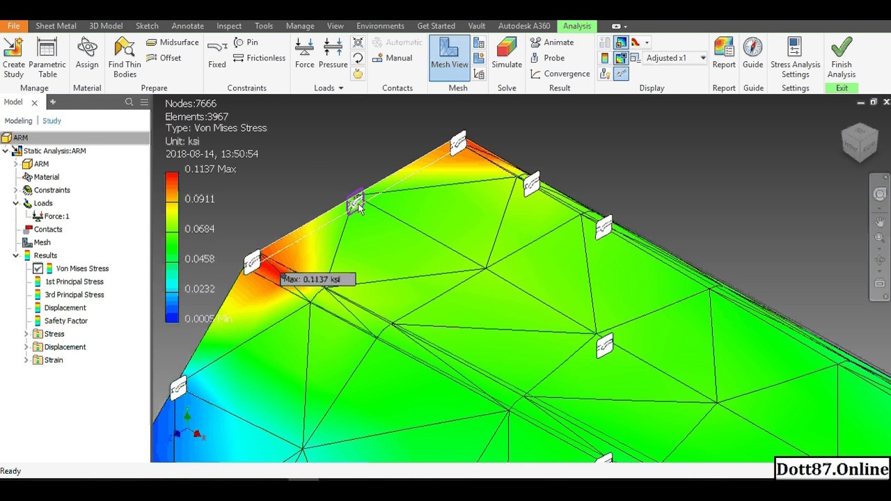 Autodesk Inventor-FEA Analysis , ARM Tube. - YouTube