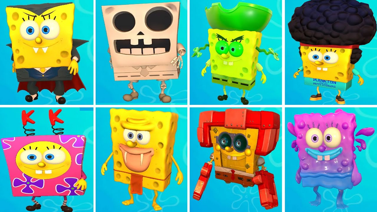 SpongeBob the Cosmic Shake - All Costumes + Secret Costumes - YouTube