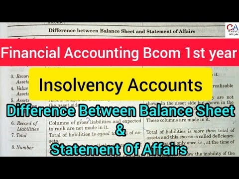 Insolvency Accounts Bcom 1st Year| Difference Between Balance Sheet ...