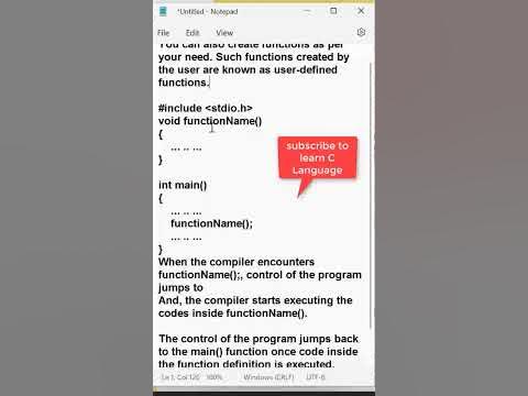 Class 26 | User Defined Functions in C Language | #cprogramming #functions #functionsinc - YouTube