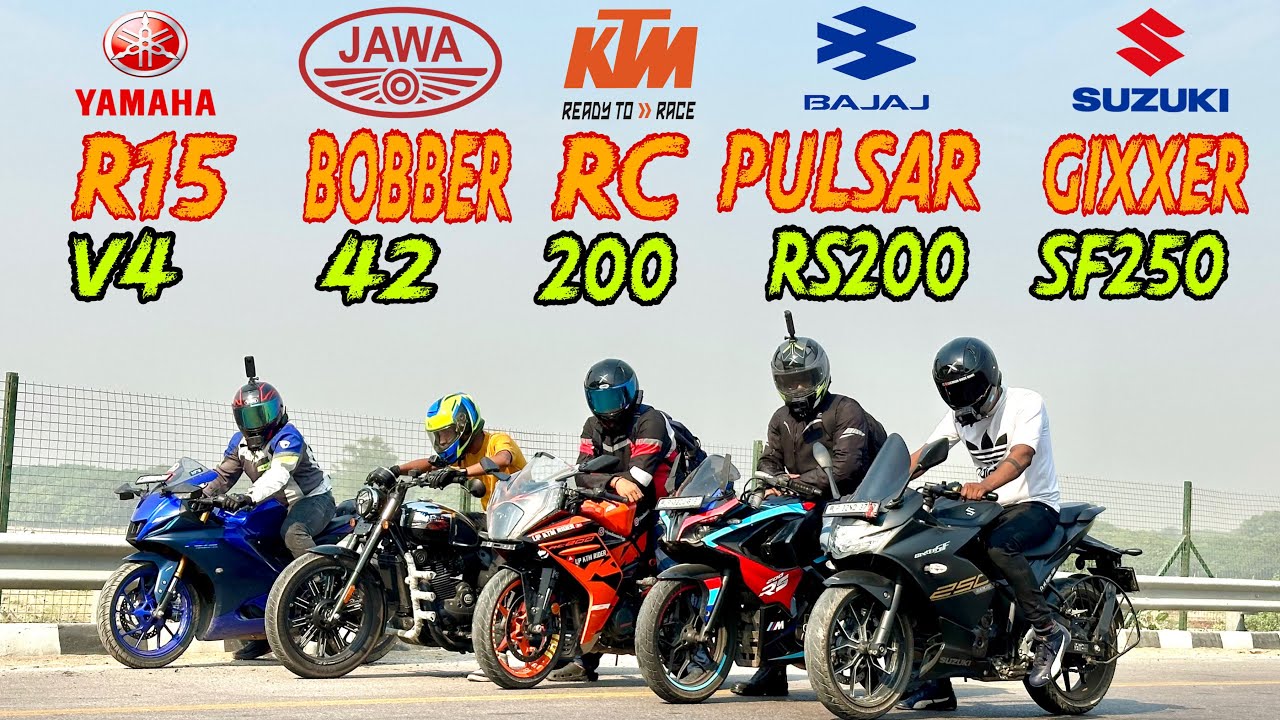 Jawa Bobber 42 vs Pulsar RS 200 vs KTM RC200 vs Gixxer SF 250 vs R15 V4 ...