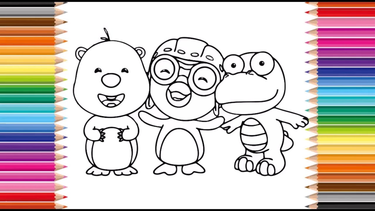 How to color Pororo and friends cartoons | Cara mewarnai kartun pororo ...