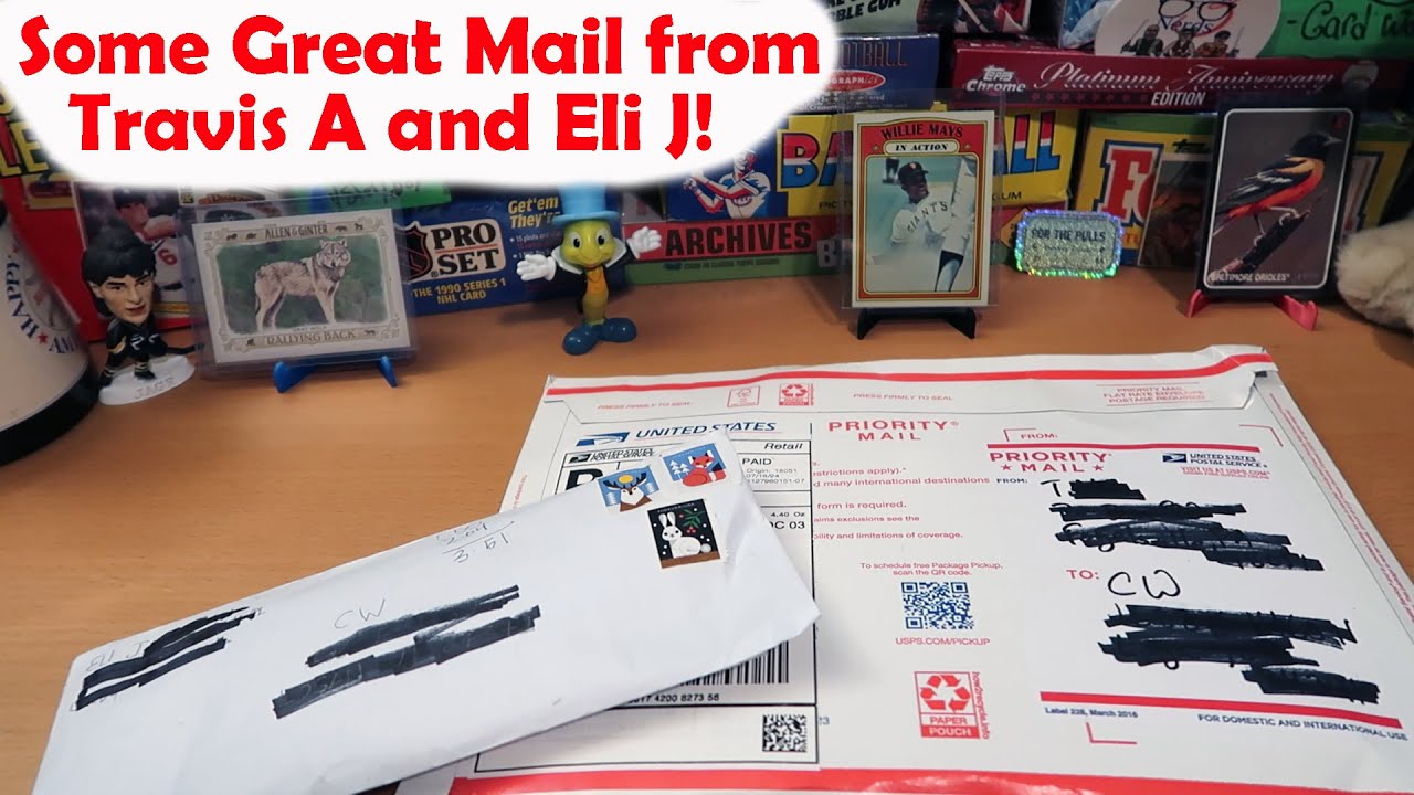 Mail Day! Great Stuff from Eli J and Travis A! - YouTube