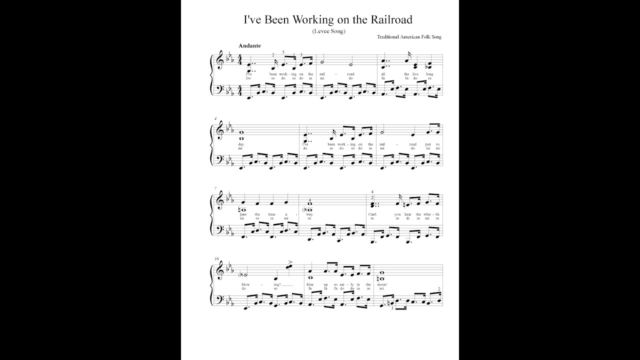 I've Been Working on the Railroad, arranged for late intermediate piano ...