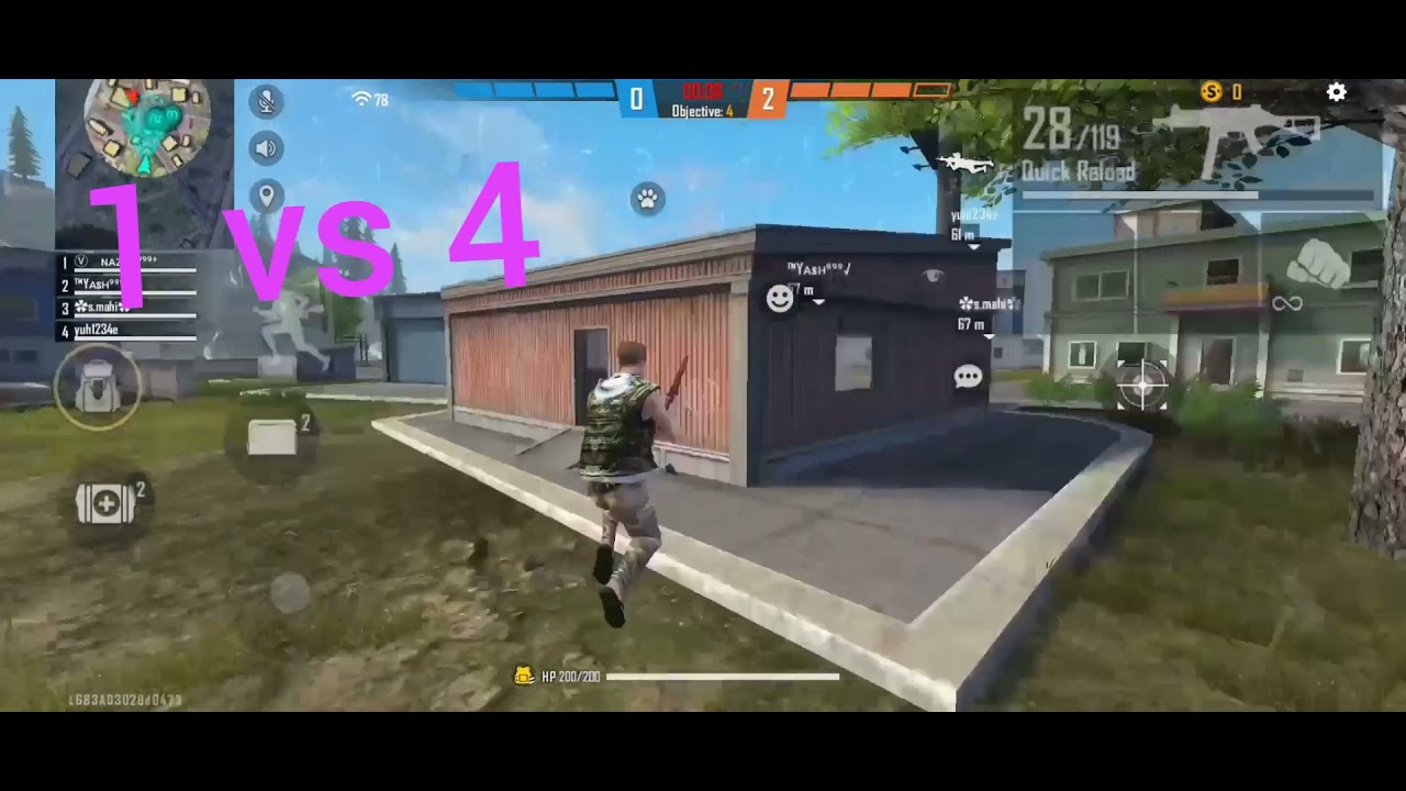 1 vs 4 FREE FIRE SHORT VIDEO💯💯💯💯 - YouTube