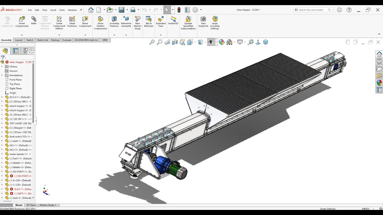 INTAKE Chain Conveyor Model 250 Solidworks Design in Solid works Sheet ...
