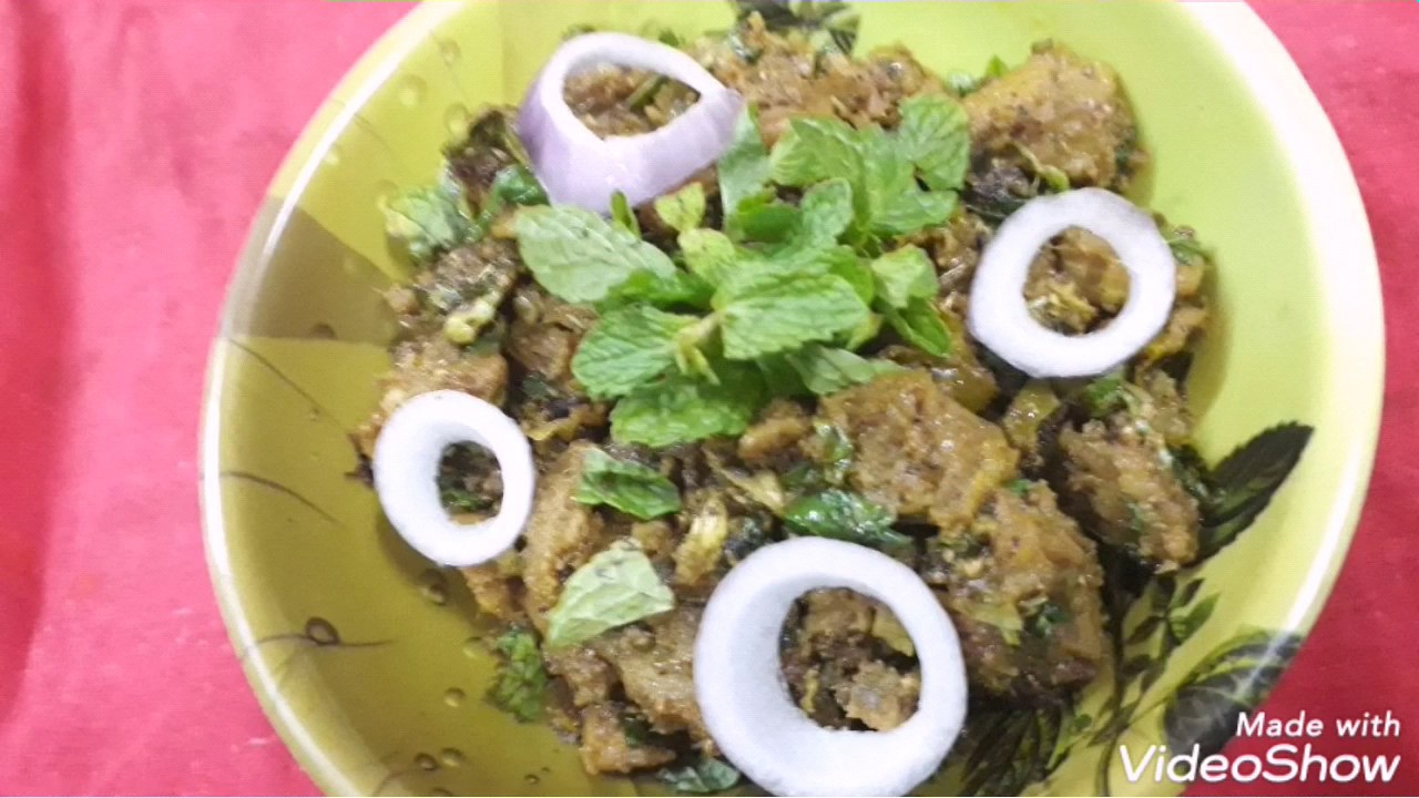 Pudina & hari mirch fry gosh / haryali gosh fry by fiza's kitchen - YouTube