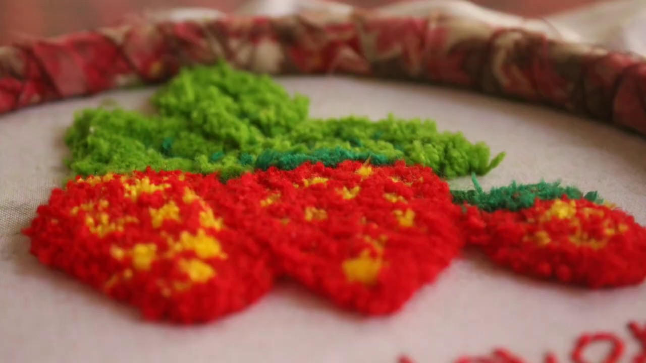 Strawberries making with punch needle - YouTube