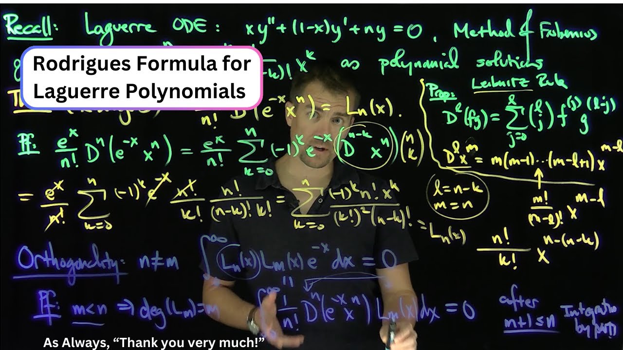 Rodrigues Formula and Orthogonality of the Laguerre Polynomials - YouTube