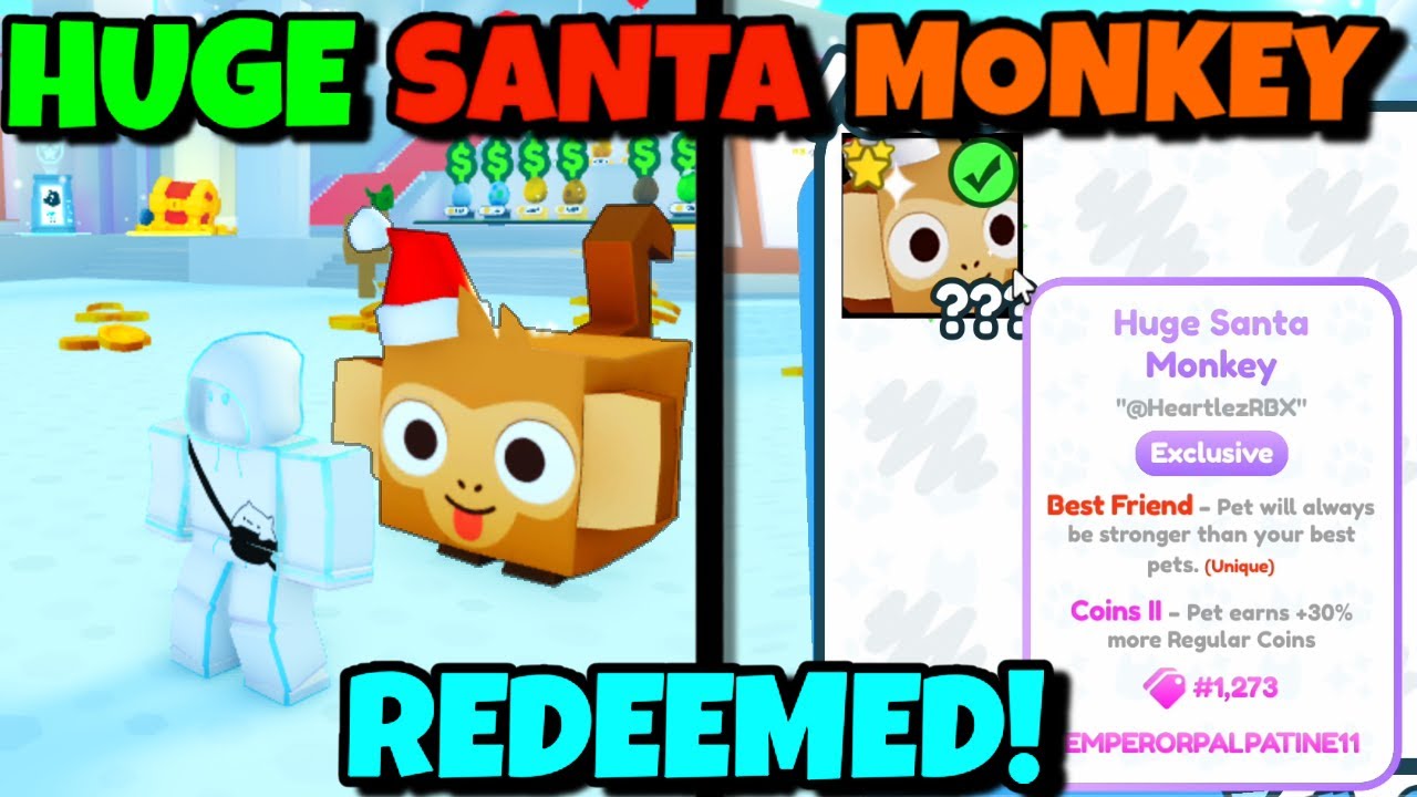 🎅 I REDEEMED THE NEW *HUGE SANTA MONKEY* IN PET SIMULATOR X! (INSANE SERIAL!) - YouTube