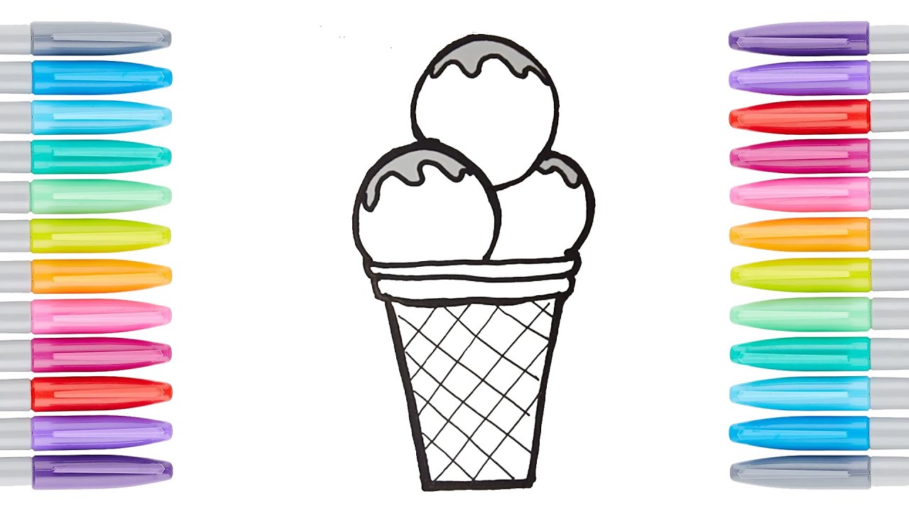 learn to draw and color ice cream for children and toddlers #18 - YouTube